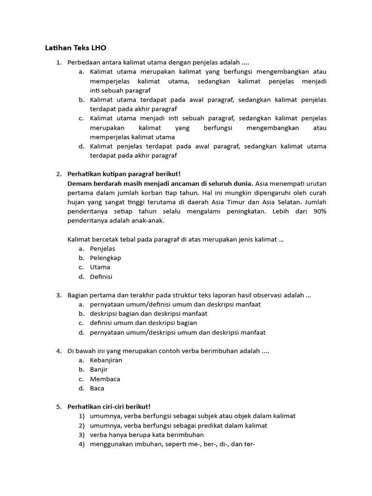 Latihan Teks LHO | PDF
