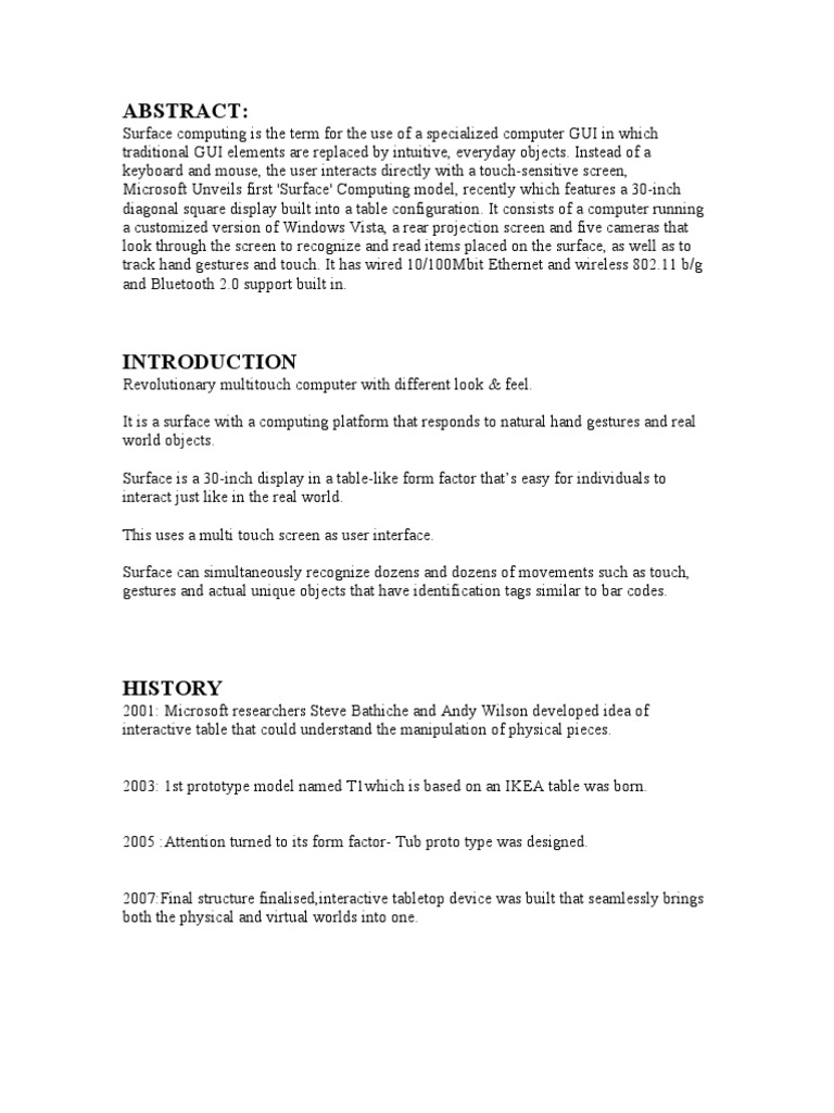 Microsoft Surface: A Revolutionary Multi-Touch Computing Platform Utilizing Direct Interaction ...