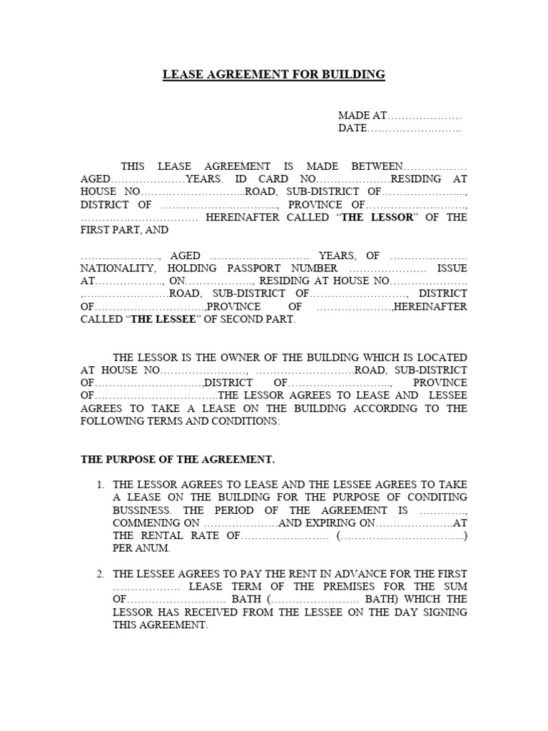 Building Lease Agreement Template | PDF | Lease | Property