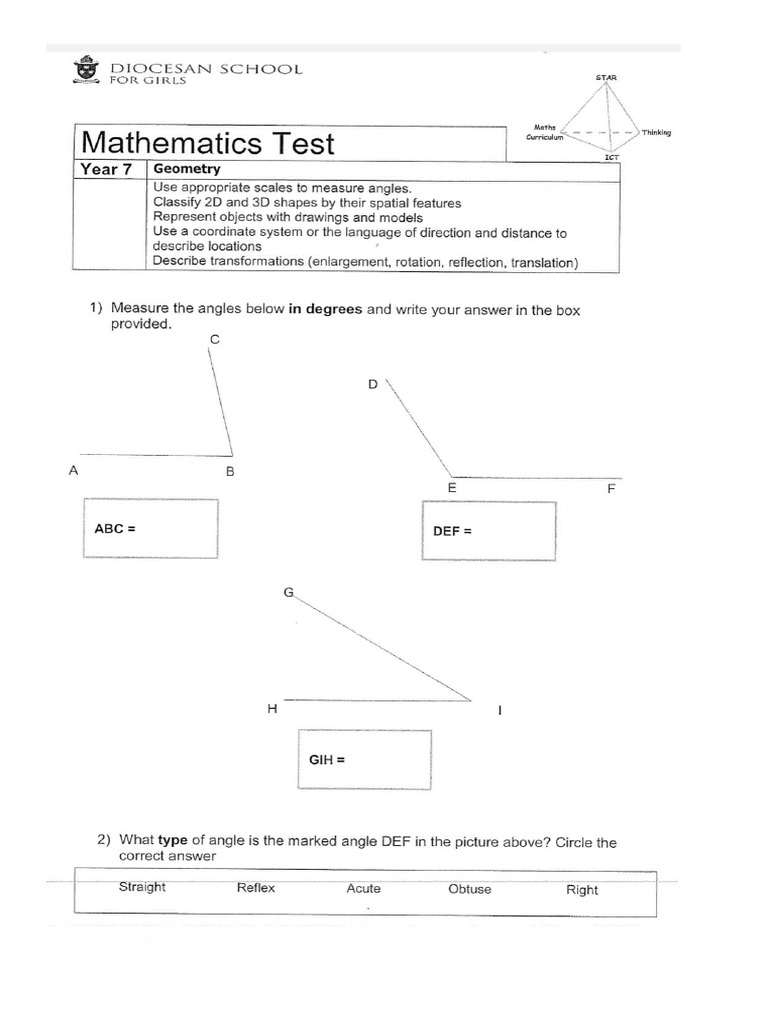 Geometry Practice Test | PDF | Teaching Methods & Materials