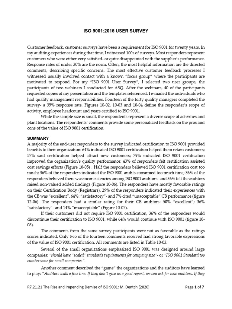 ISO 9001 User Insights and Challenges | PDF | Iso 9000 | Customer