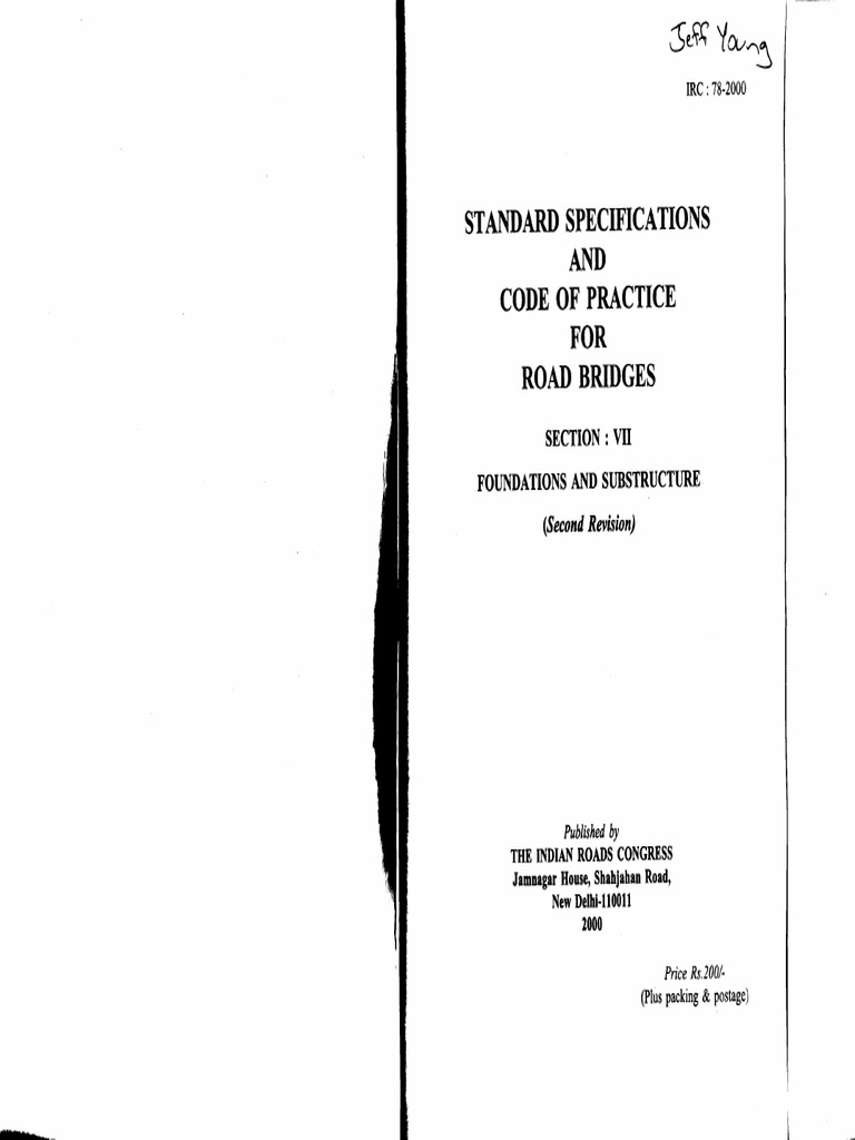 IRC - 78 - 2000 Standard Specification and Code of Practice For Road Bridges Section VII - .. | PDF