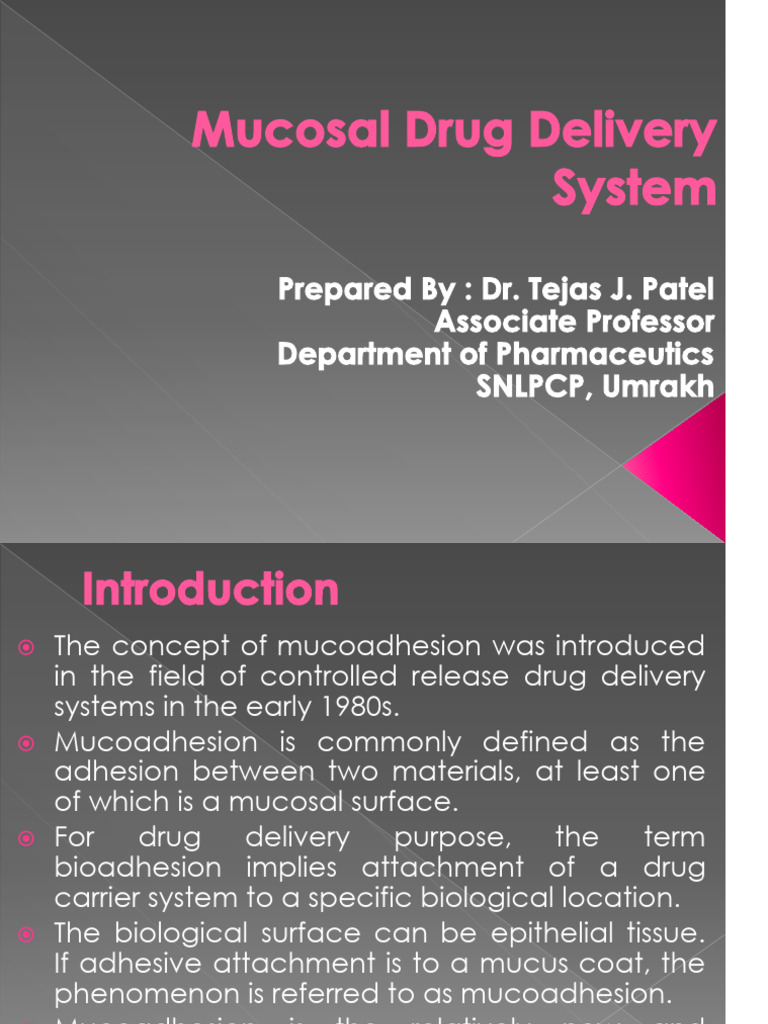 Mucoadhesive Drug Delivery Systems Explained | PDF | Chemistry ...