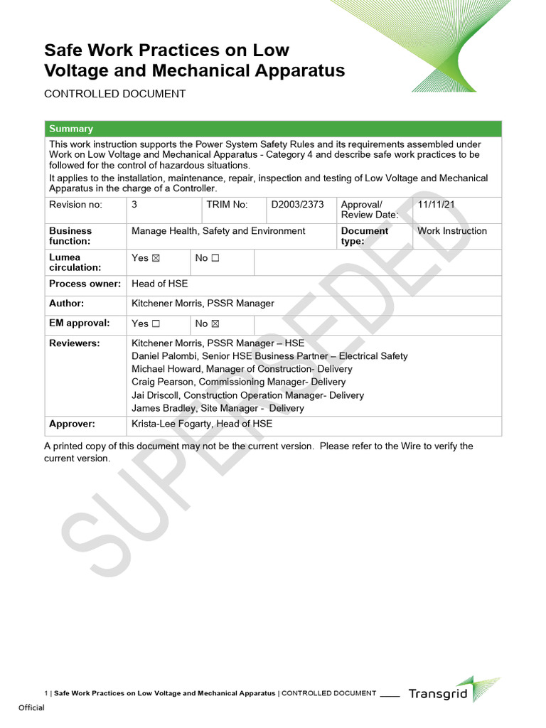 Safe Work Practices for Low Voltage Systems | PDF | Insulator ...