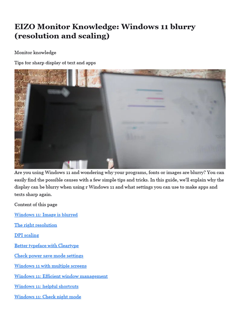Monitor Knowledge - Windows 11 | PDF | Display Resolution | Computer Monitor