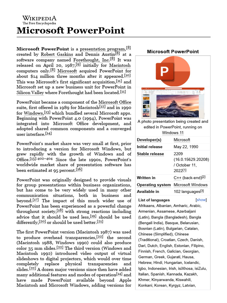 Microsoft PowerPoint - Wikipedia | PDF | Microsoft Power Point | Microsoft Office