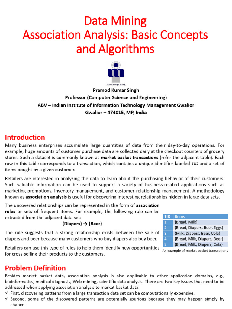 Chapter-6 (Association Analysis Basic Concepts and Algorithms) | PDF ...