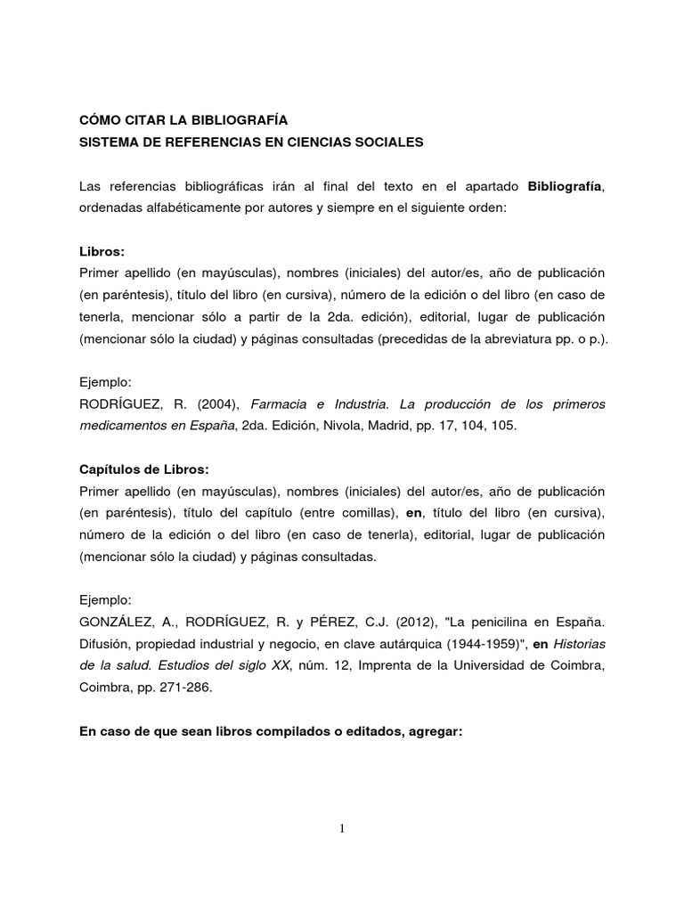 Cómo citar bibliografía en ciencias sociales | PDF | Citación ...