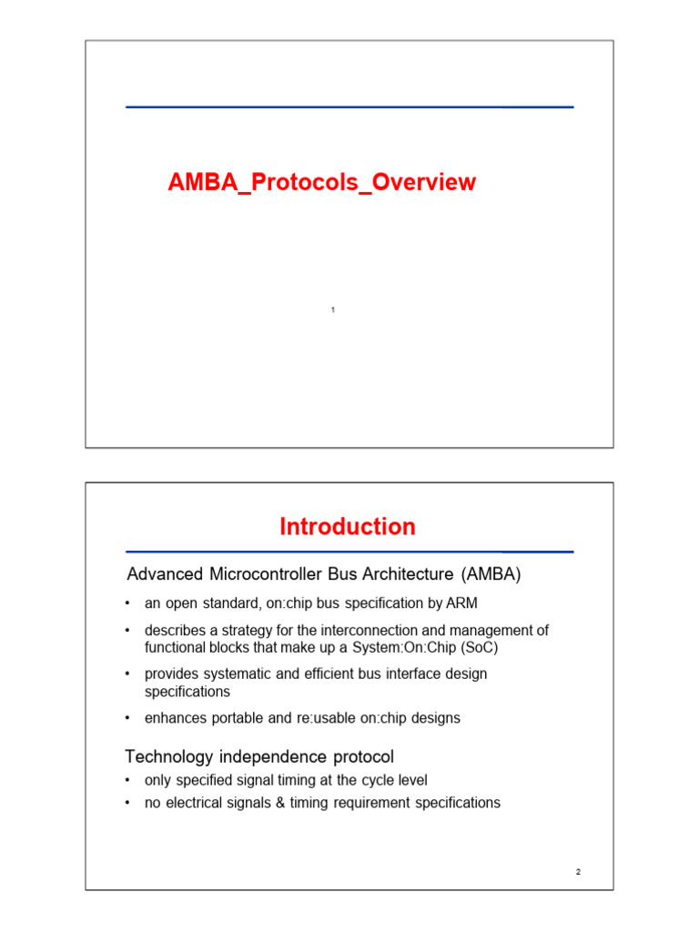 Amba Protocols Overview | PDF | Central Processing Unit | Digital Electronics