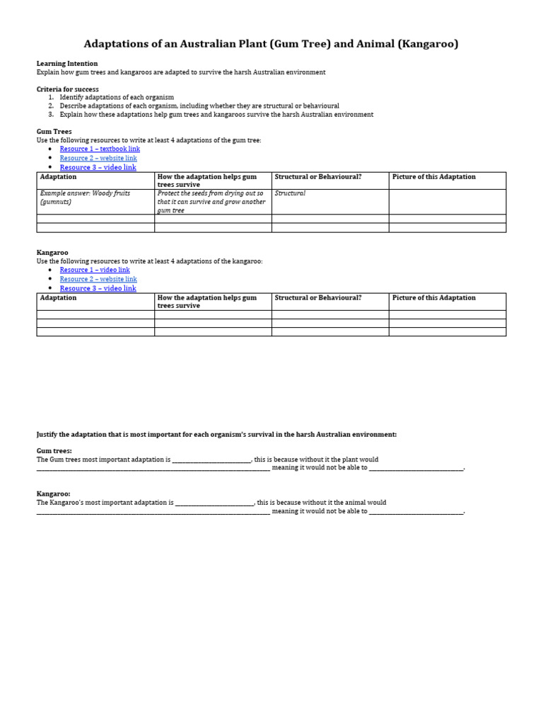 Australian Flora and Fauna Adaptations | PDF | Home & Garden | Wellness