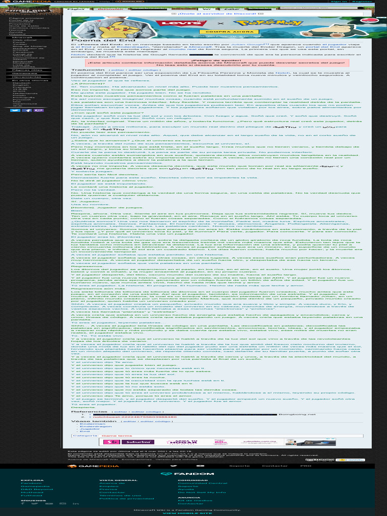 Poema Del End - El Oficial Minecraft Wiki | PDF | Universo | Fantasmas