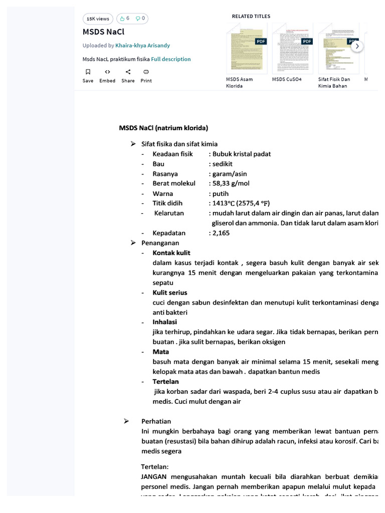 PDF Msds Nacl - Compress | PDF