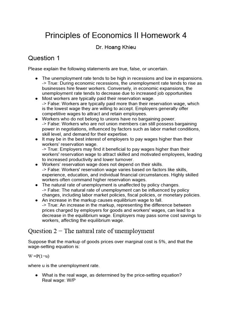 Principles of Economics II Homework 4: Dr. Hoang Khieu | PDF ...