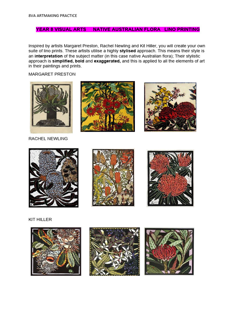 Lino Carving Native Flora Australia | PDF | Composition (Visual Arts) | Printmaking
