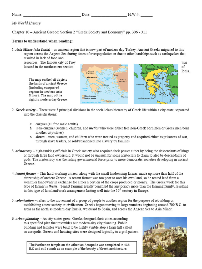 Chapter 10 Section 2 Greek Society 1 Pdf Ancient Greece Greeks