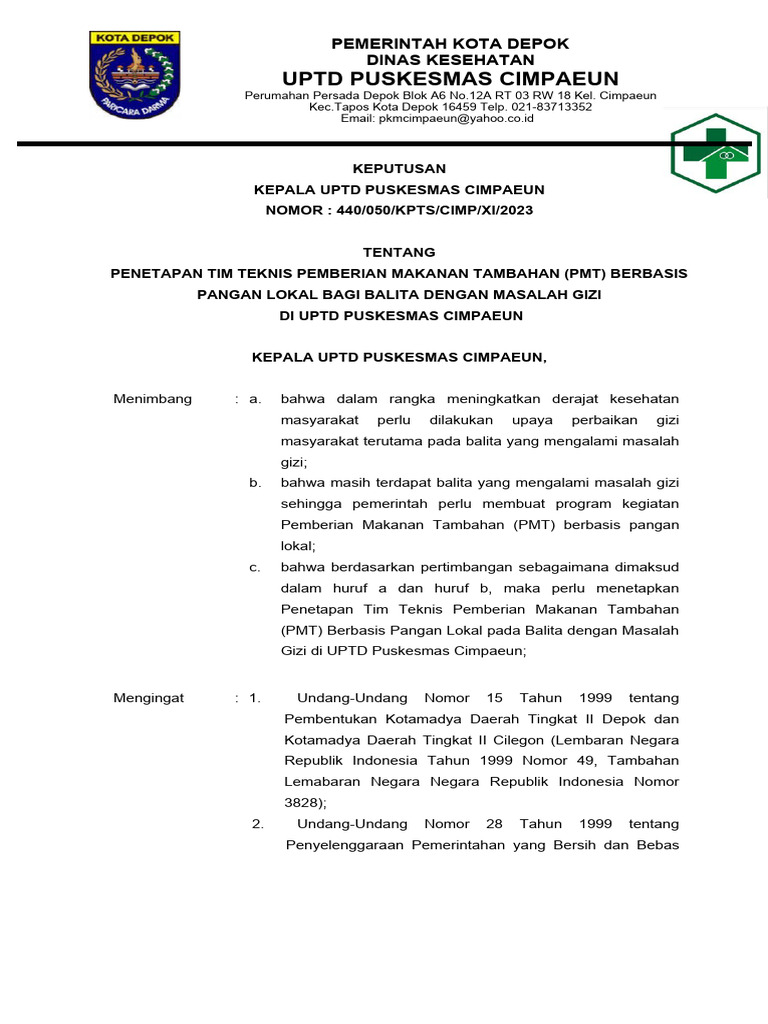 050 SK Tim Teknis PMT | PDF