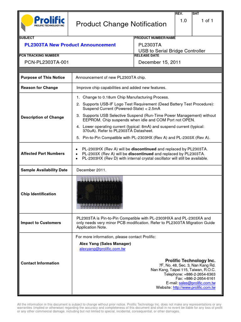 PCN Pl2303ta 001 | PDF | Physical Layer Protocols | Computer Networking