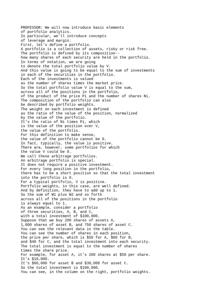 Lecture 8 Script | PDF | Leverage (Finance) | Investing