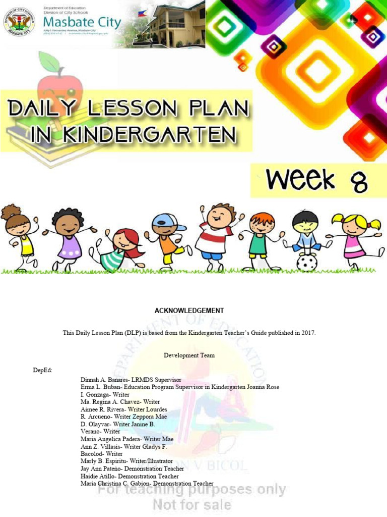Kindergarten DLP Week 8 | PDF | Taste | Senses