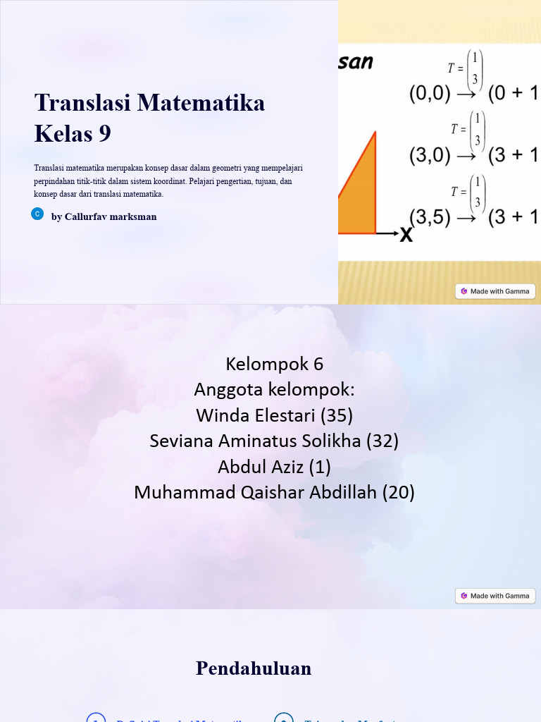 Translasi Matematika Kelas 9 | PDF | Metode & Bahan Ajar