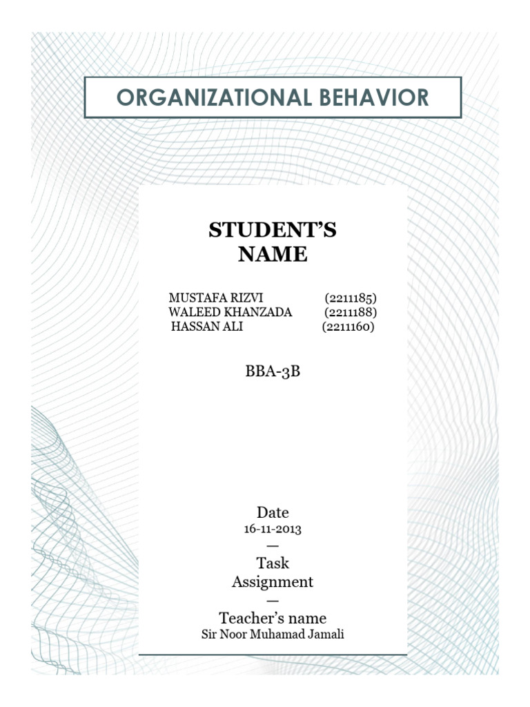 ORGANIZATIONAL BEHAVIOR Assignment PDF | PDF | Organizational Behavior | Job Satisfaction