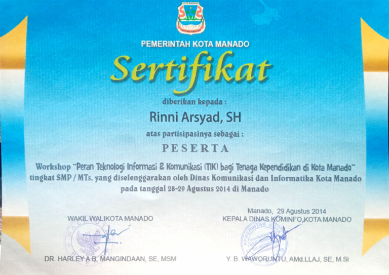 Rini Sertifikat 1 | PDF
