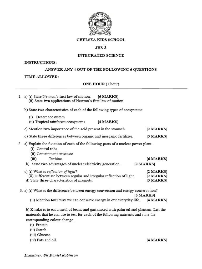 Form 2 - Science Test | PDF | Semiconductors | Nature