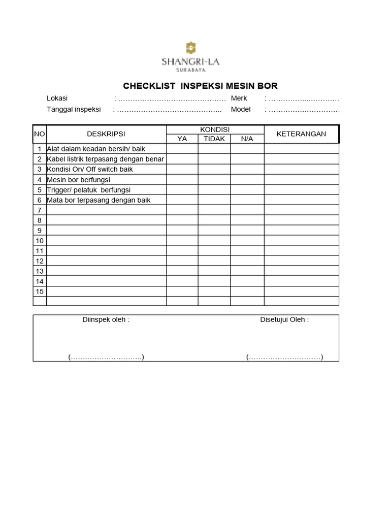 Form Checklist Bor | PDF