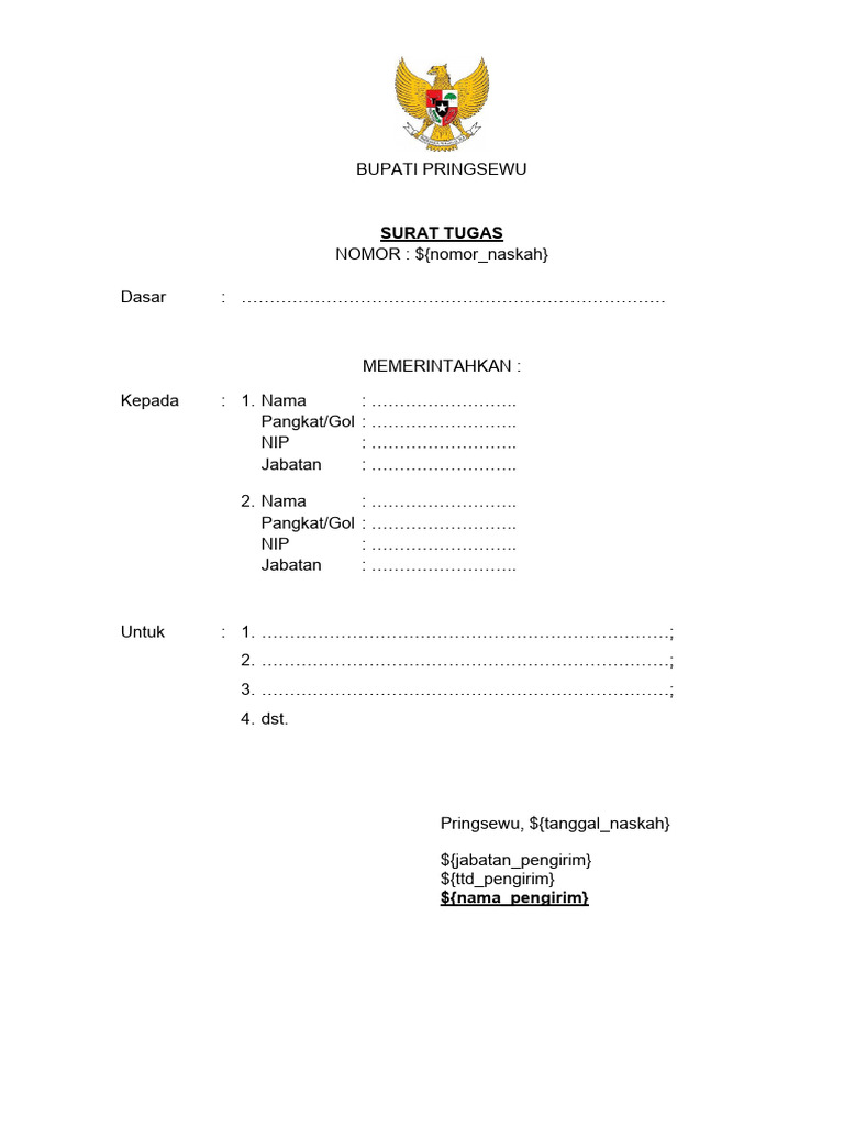 Surat Tugas Bupati | PDF