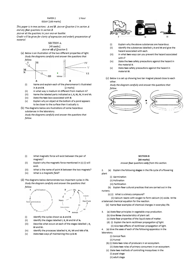 Form 3 SuperMock | PDF | Hazards | Light