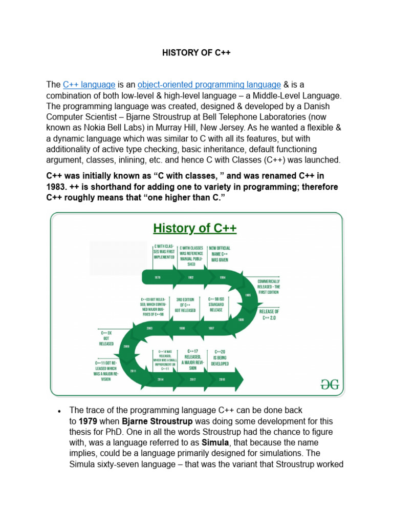 History of C++ | PDF | C++ | Computer Science