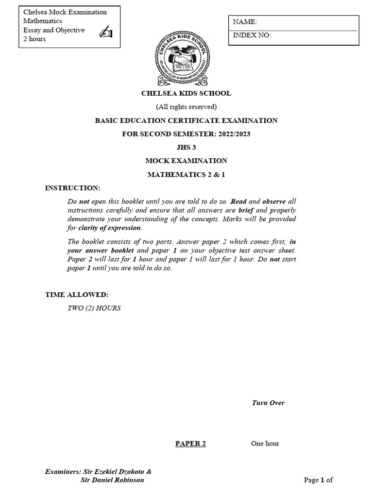 Mathematics Form 3 - 2023 | PDF | Area | Triangle