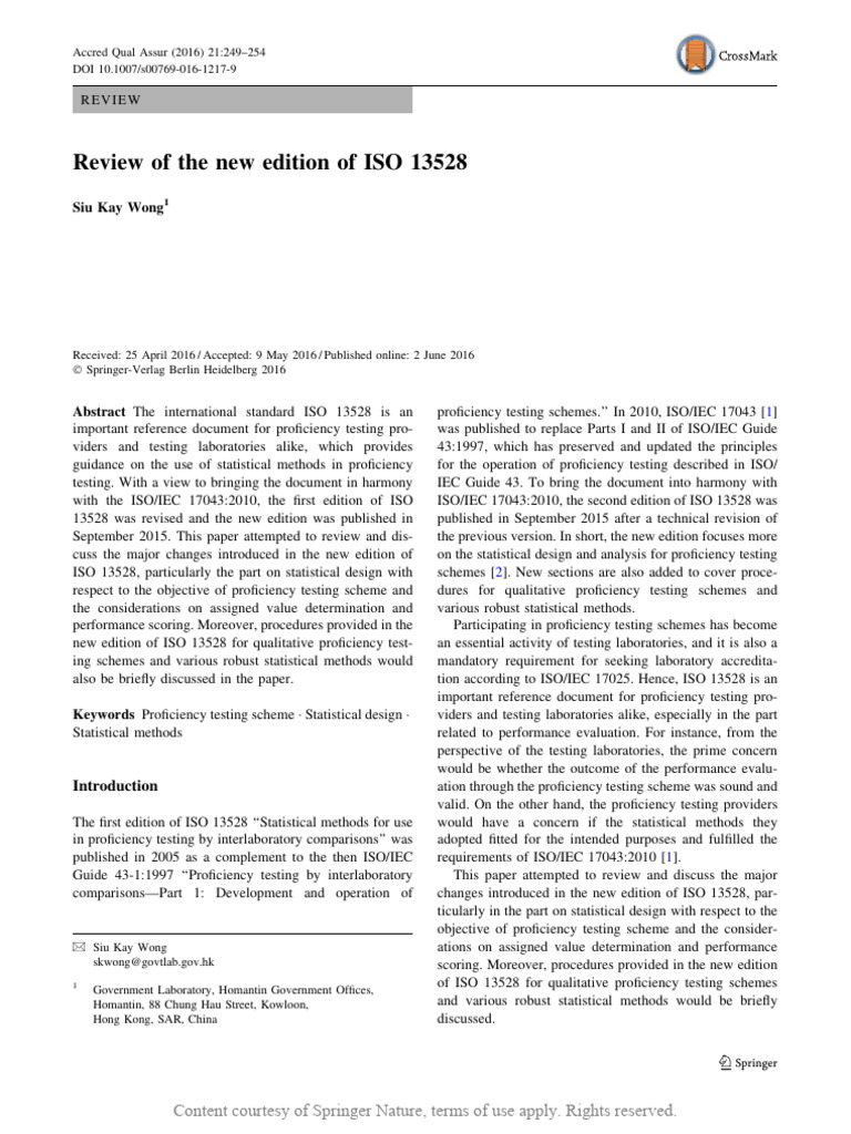 ISO 13528 New Edition Review | PDF | Robust Statistics | Statistics