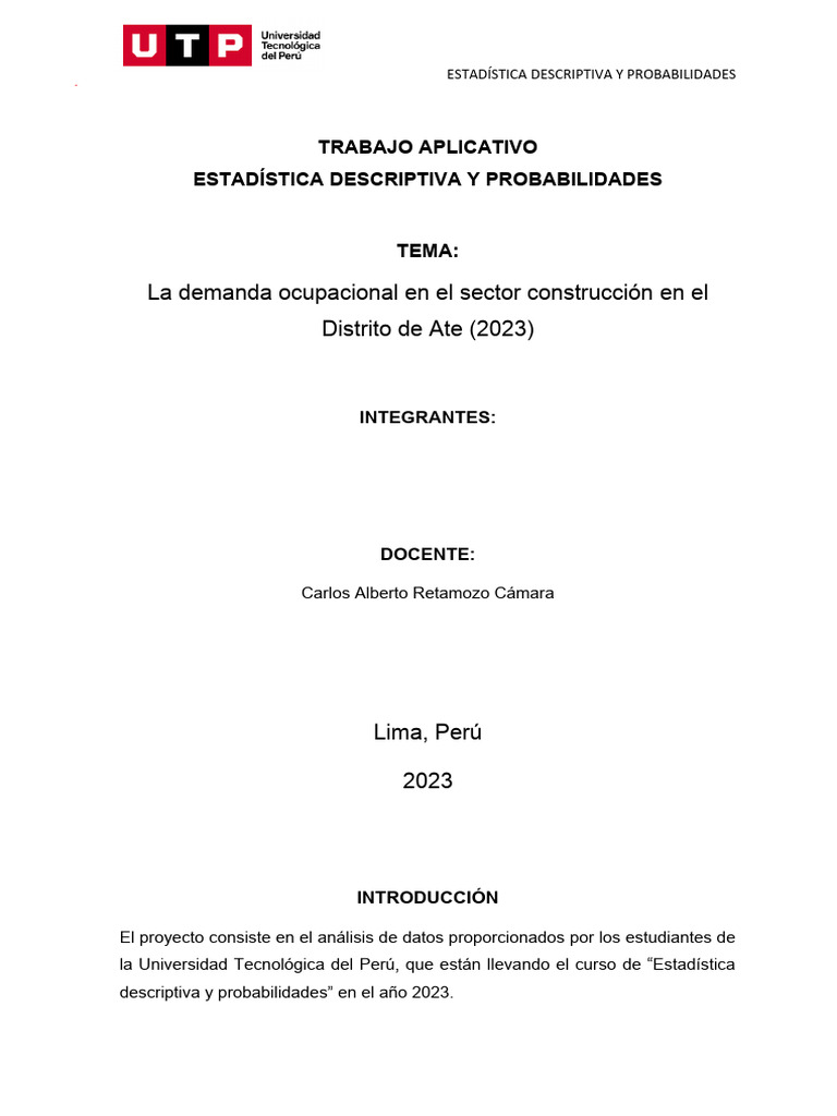 Entrega Final Del Proyecto EDYP | PDF | Estadísticas | Estadísticas descriptivas