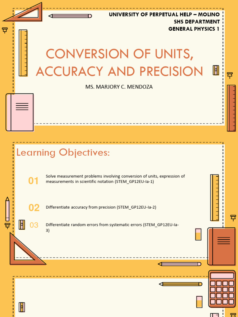 Lesson 1.2 Conversion of Units and Error Analysis | PDF | Observational Error | Accuracy And ...