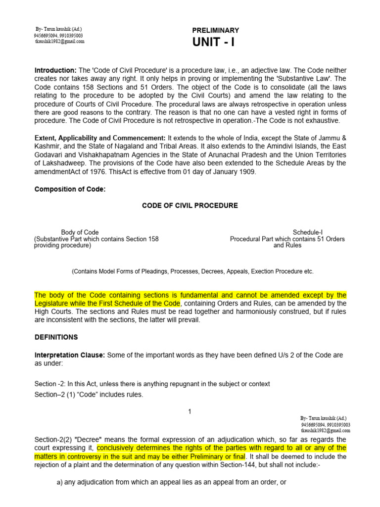 Module 1 - CPC | PDF | Res Judicata | Lawsuit