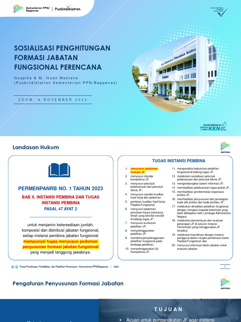 Pengantar Penghitungan Formasi Jabatan Fungsional Perencana | PDF