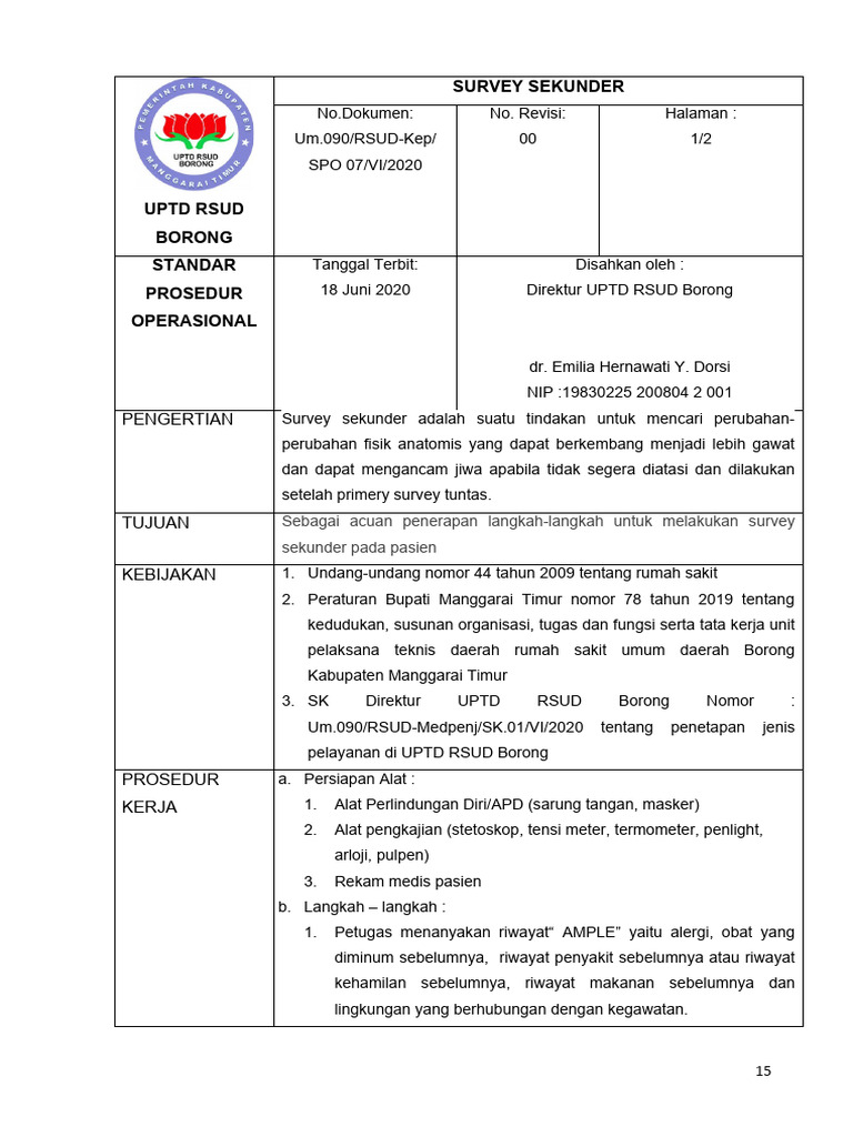 07 SOP Survey SEKUNDER | PDF