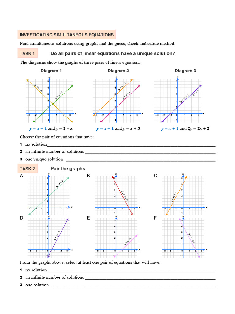 Investigating Simultaneous Equations | PDF | Equations | System Of ...