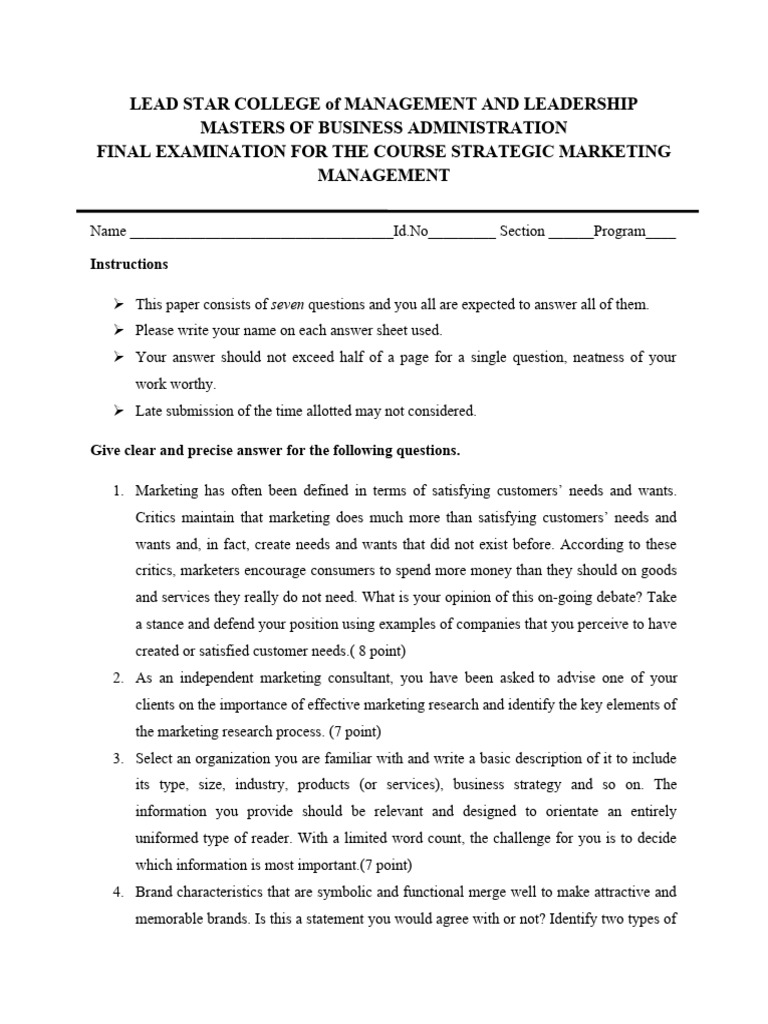Exam SMM | PDF | Marketing | Brand