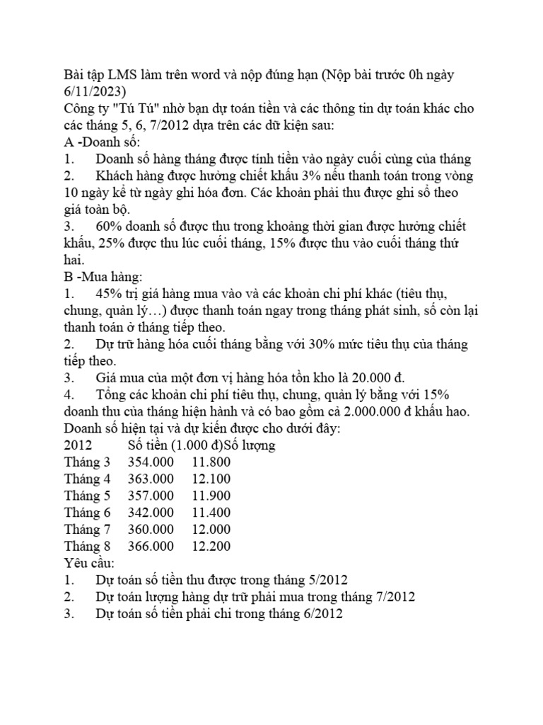 Bai Tap Lms 2023 | PDF