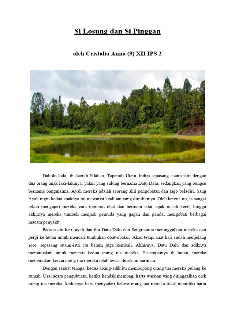 Legenda Danau Si Losung dan Si Pinggan | PDF