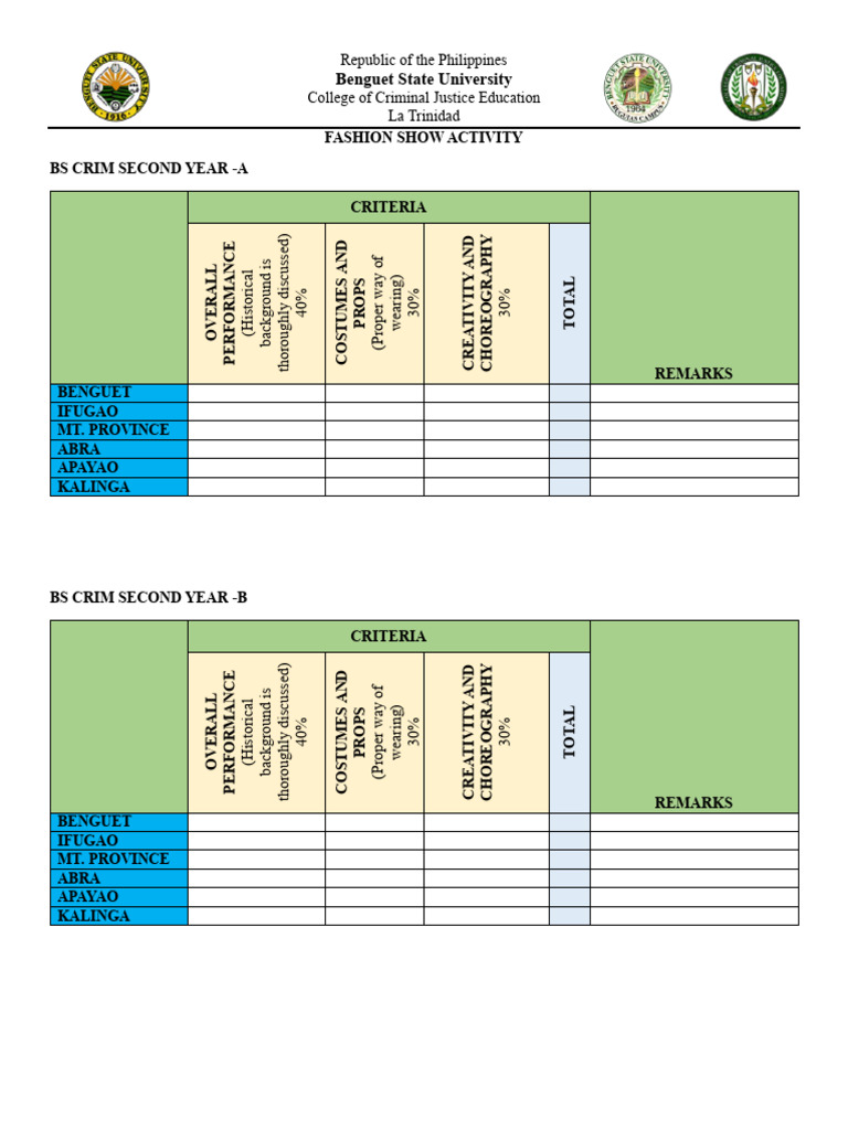 Fashion Show Criteria | PDF