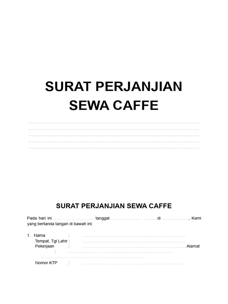 Surat Perjanjuan Kontrak Caffe | PDF