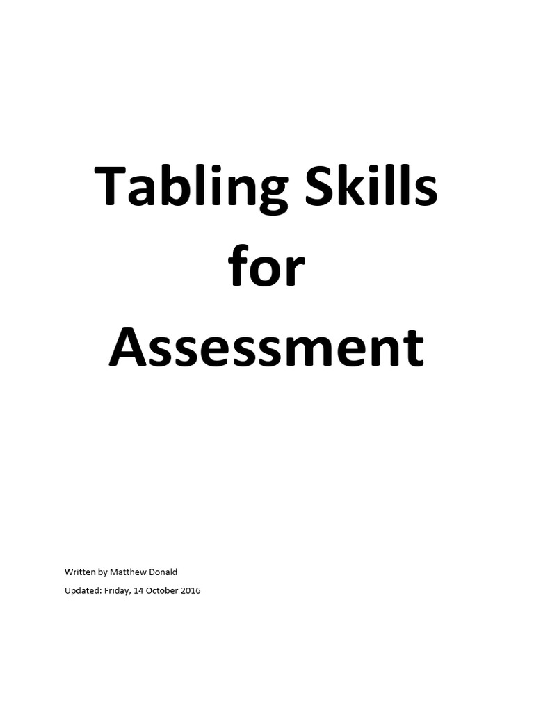 Don Don - S Tabling Skills | PDF | Observational Error | Statistics Don Don - S Tabling Skills | PDF | Observational Error | Statistics