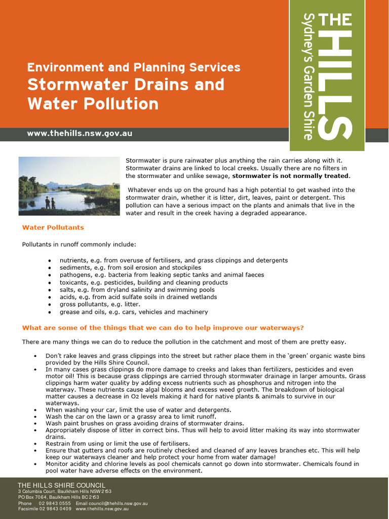 Fact Sheet - Stormwater Drains and Water Pollution | Download Free PDF | Stormwater | Water ...