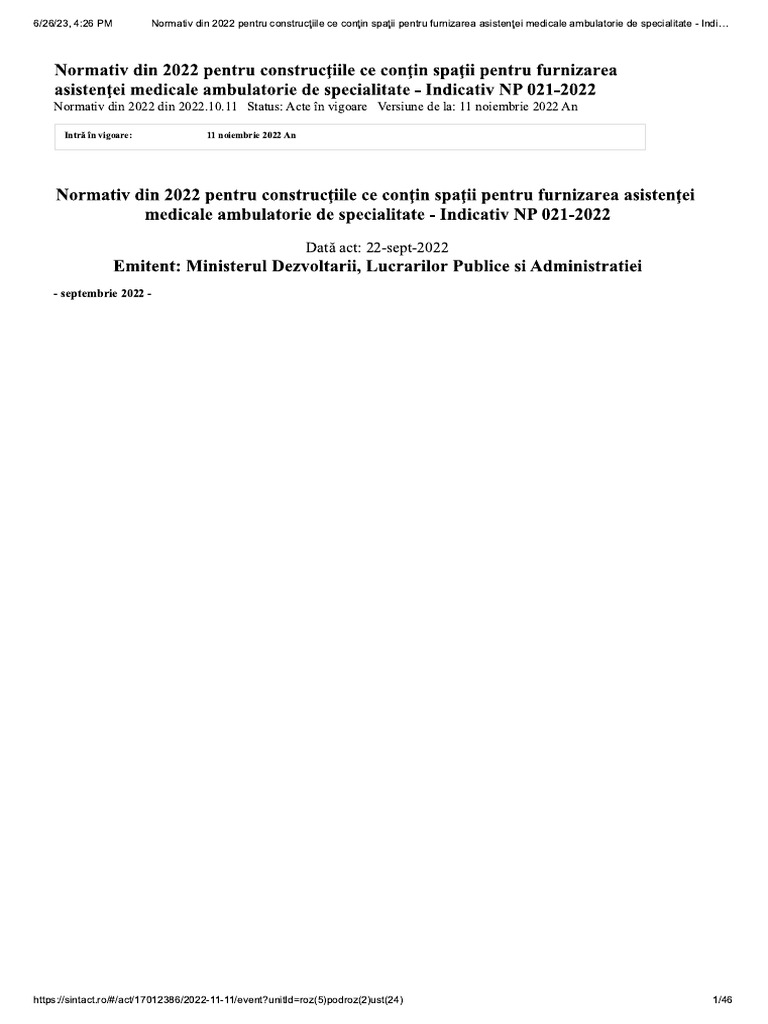 NP021 - 2022 - Normativ Asistanta Medicala Ambulatorie | PDF