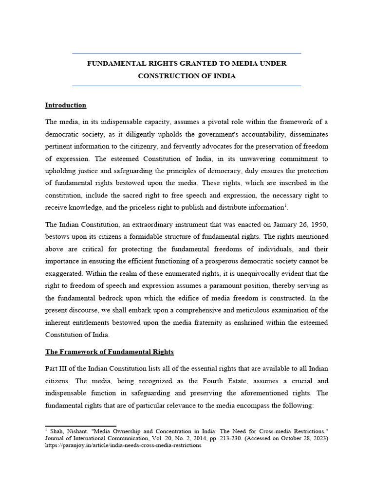 Isha Goel Media | PDF | Freedom Of The Press | Freedom Of Speech