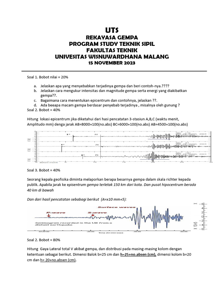 UTS Rekayasa Gempa 2023 | PDF