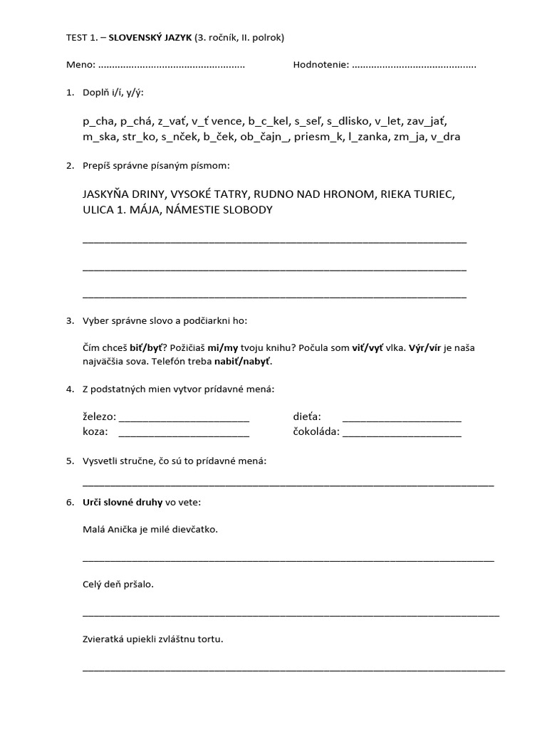 TESTY SJ 3 Rocnik 2 Polrok Rozšírené | PDF